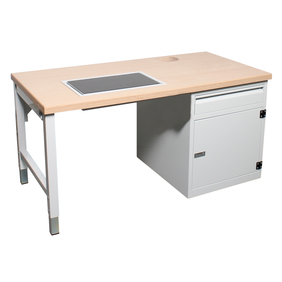 Adhesives workstation with integrated suction system